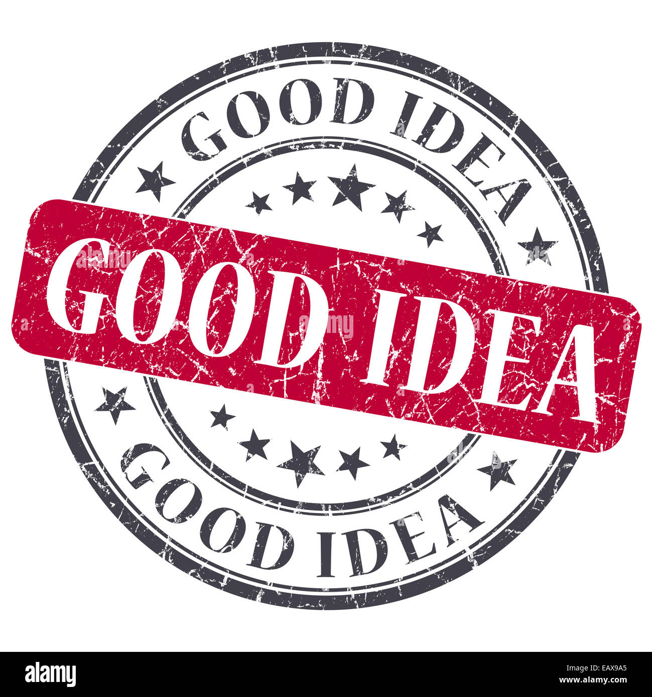 good idea red round grungy stamp isolated on white background Stock ...