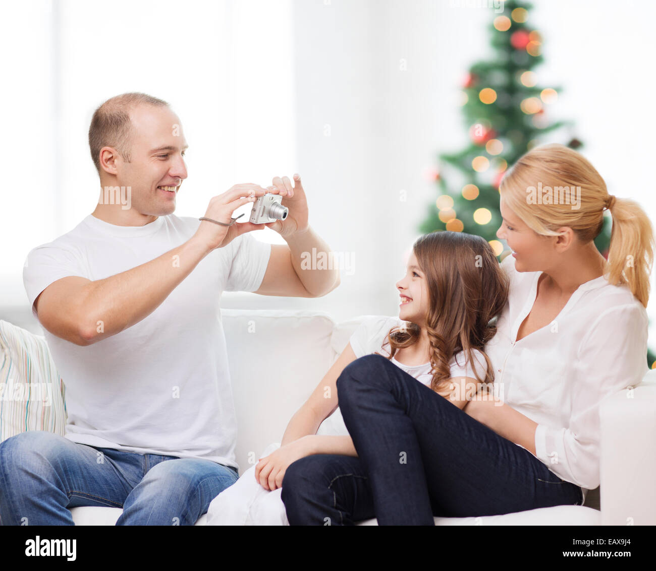 happy family with camera at home Stock Photo - Alamy