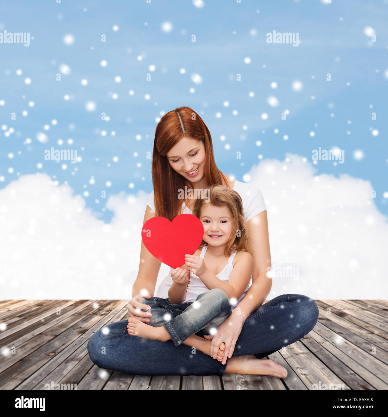 happy mother with adorable little girl and heart Stock Photo - Alamy