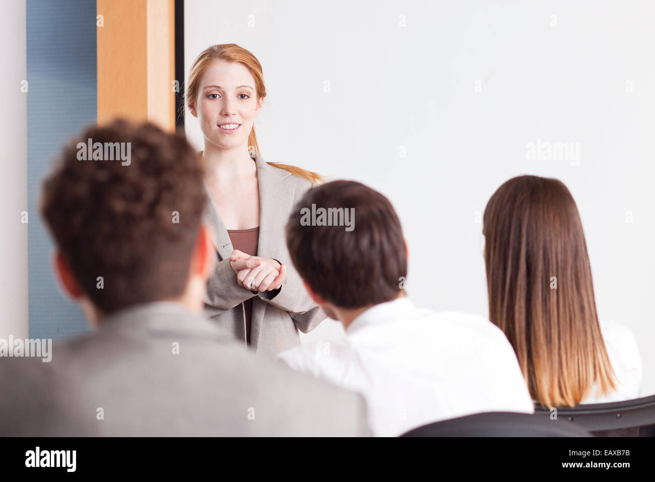 Businesswoman making presentation Stock Photo - Alamy