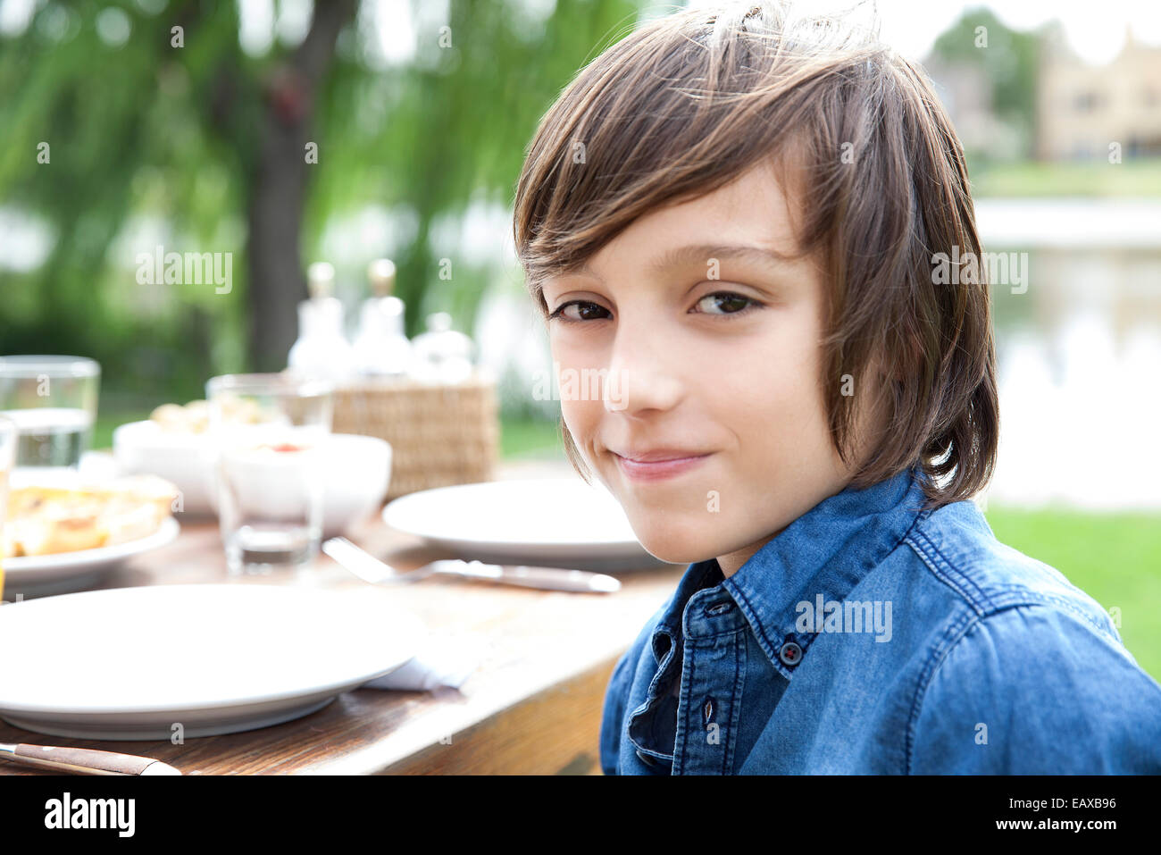 Boy smiling outdoors, portrait Stock Photo - Alamy
