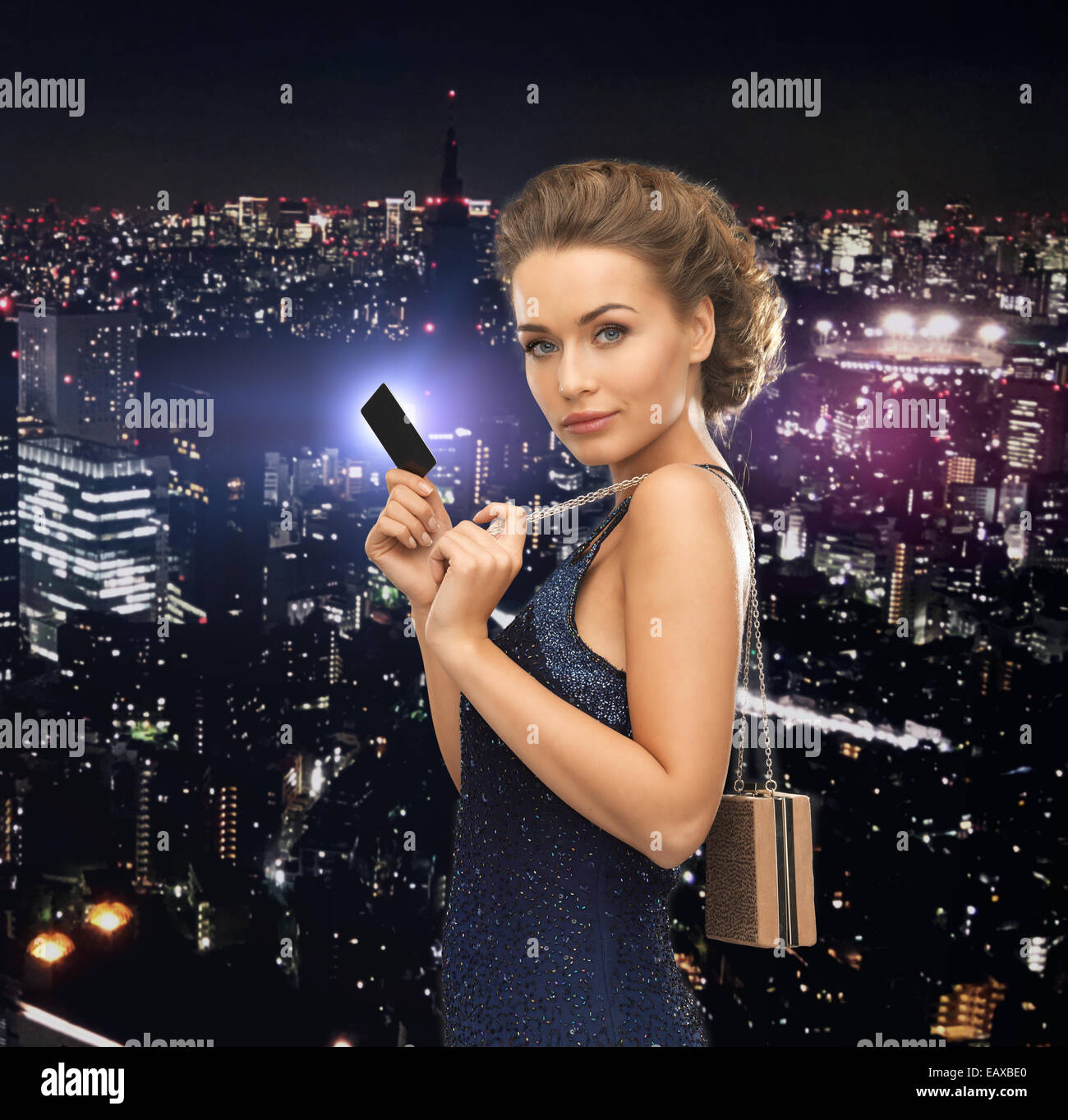 woman in evening dress with vip card Stock Photo - Alamy