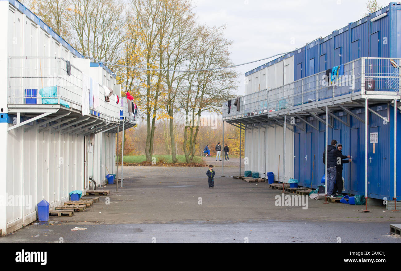 Accomodation containers stand on the grounds of the residence for ...