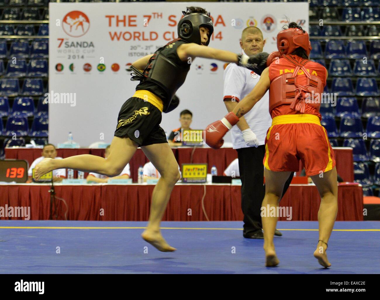 Jakarta, Indonesia. 21st Nov, 2014. Meng Xin (L) of China and Sherouk ...