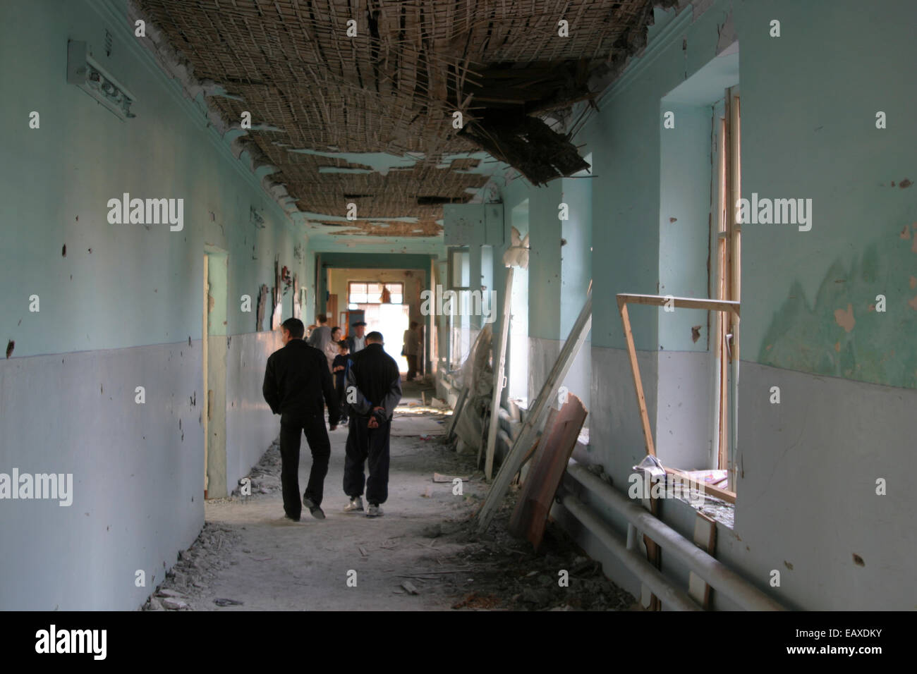 A devastated corridor in school No. 1 in Beslan, North Ossetia, Russia ...