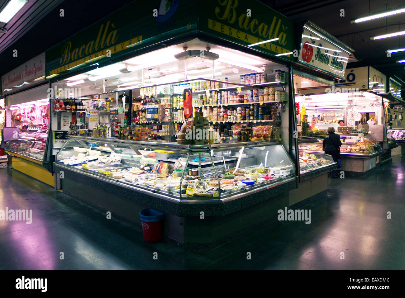 Spain Catalonia Barcelona indoor market wet and dry grocery food Stock ...