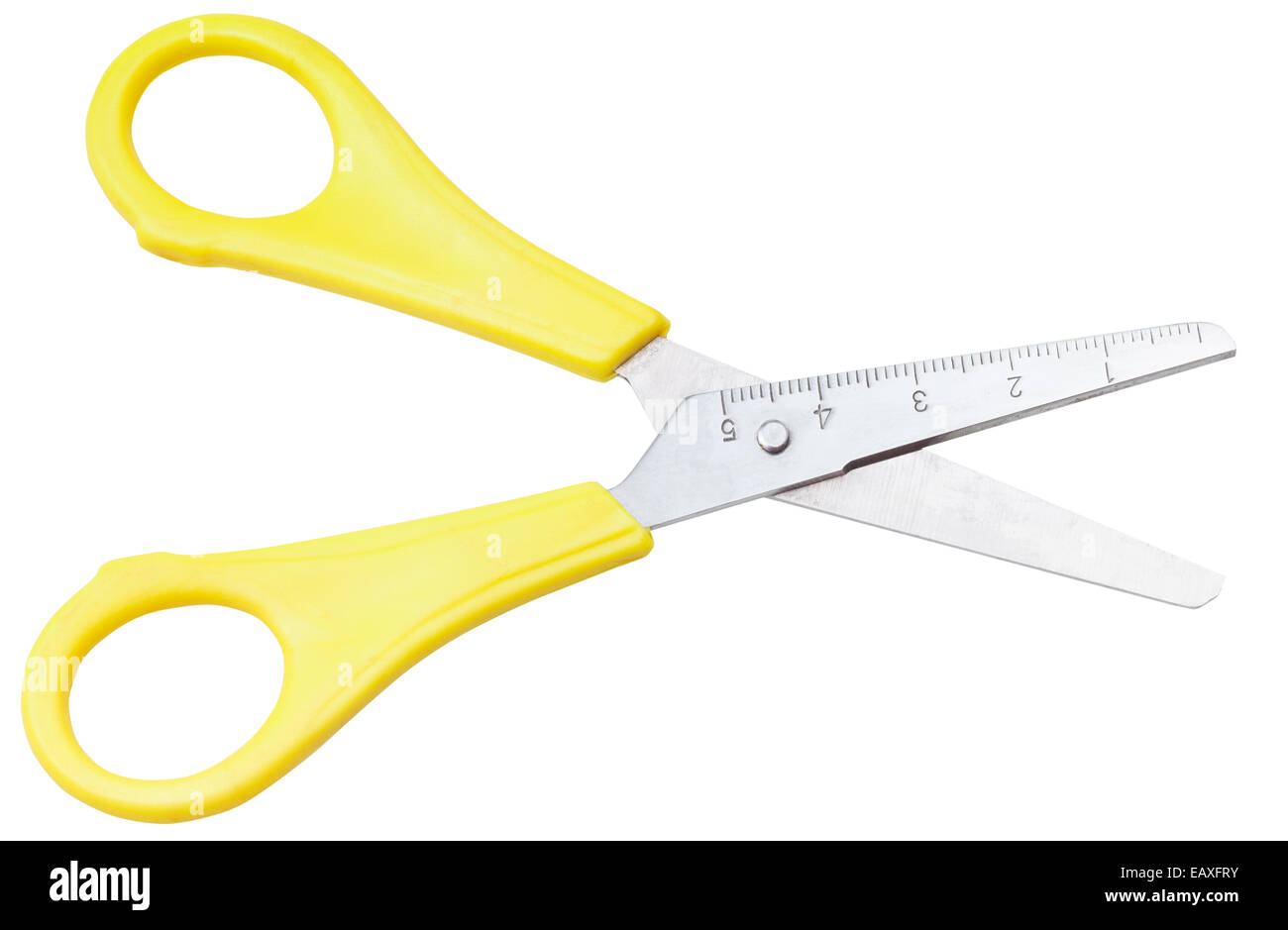 open school scissors for paper with yellow handles isolated on white ...