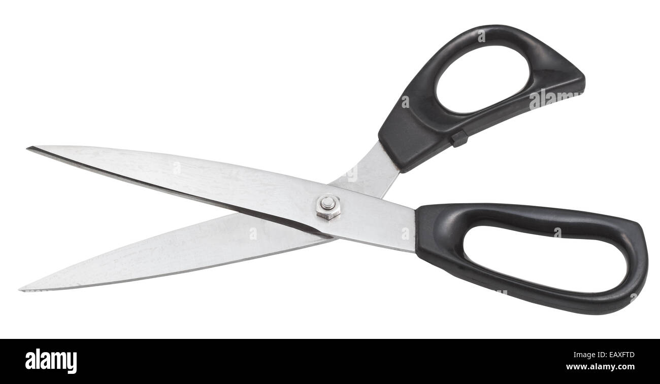 modern tailor shears with black handles isolated on white background ...