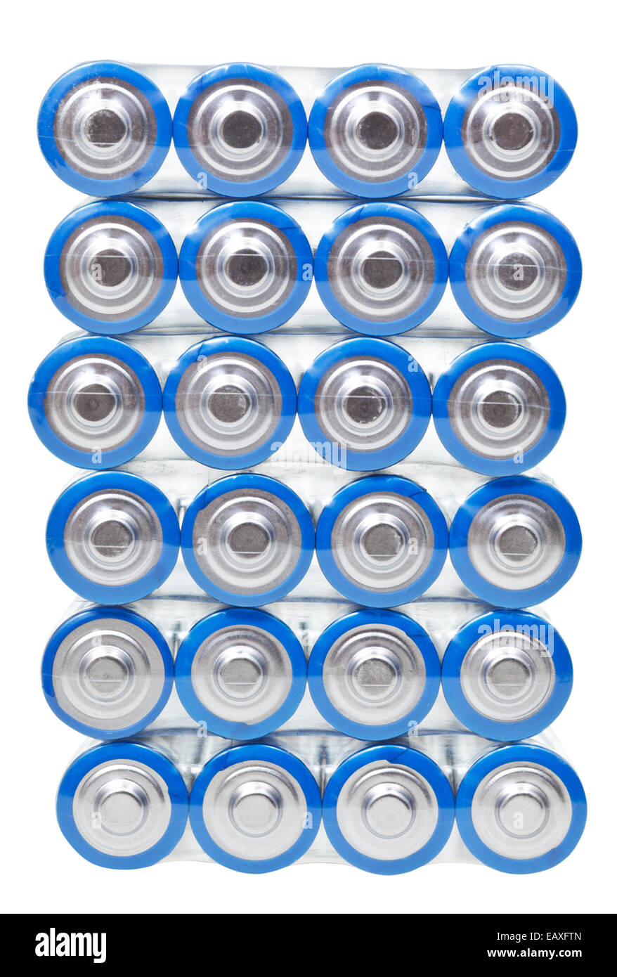 top view of pack AA electric batteries isolated on white background ...