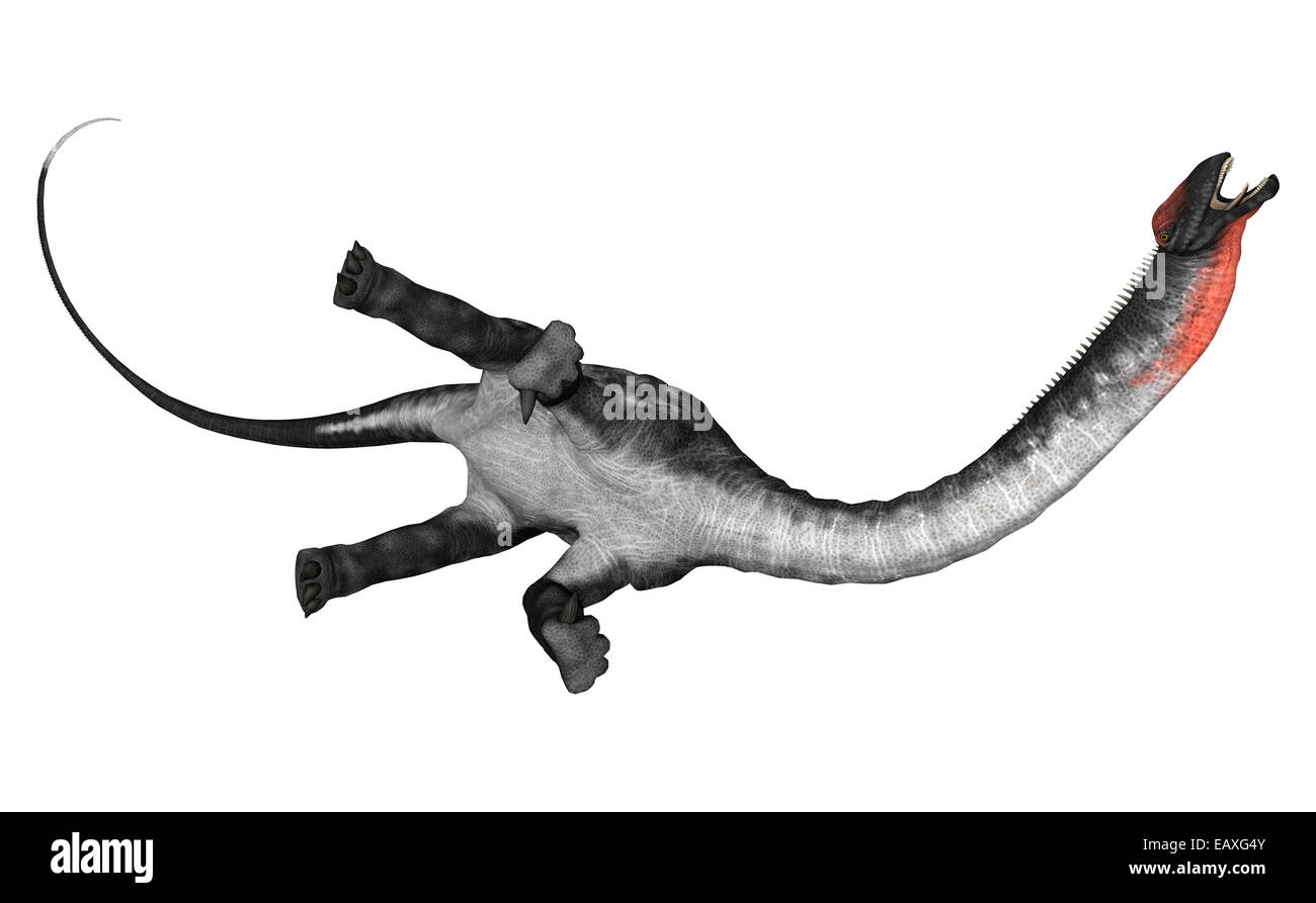 3D digital render of a wounded dinosaur apatosaurus isolated on white ...