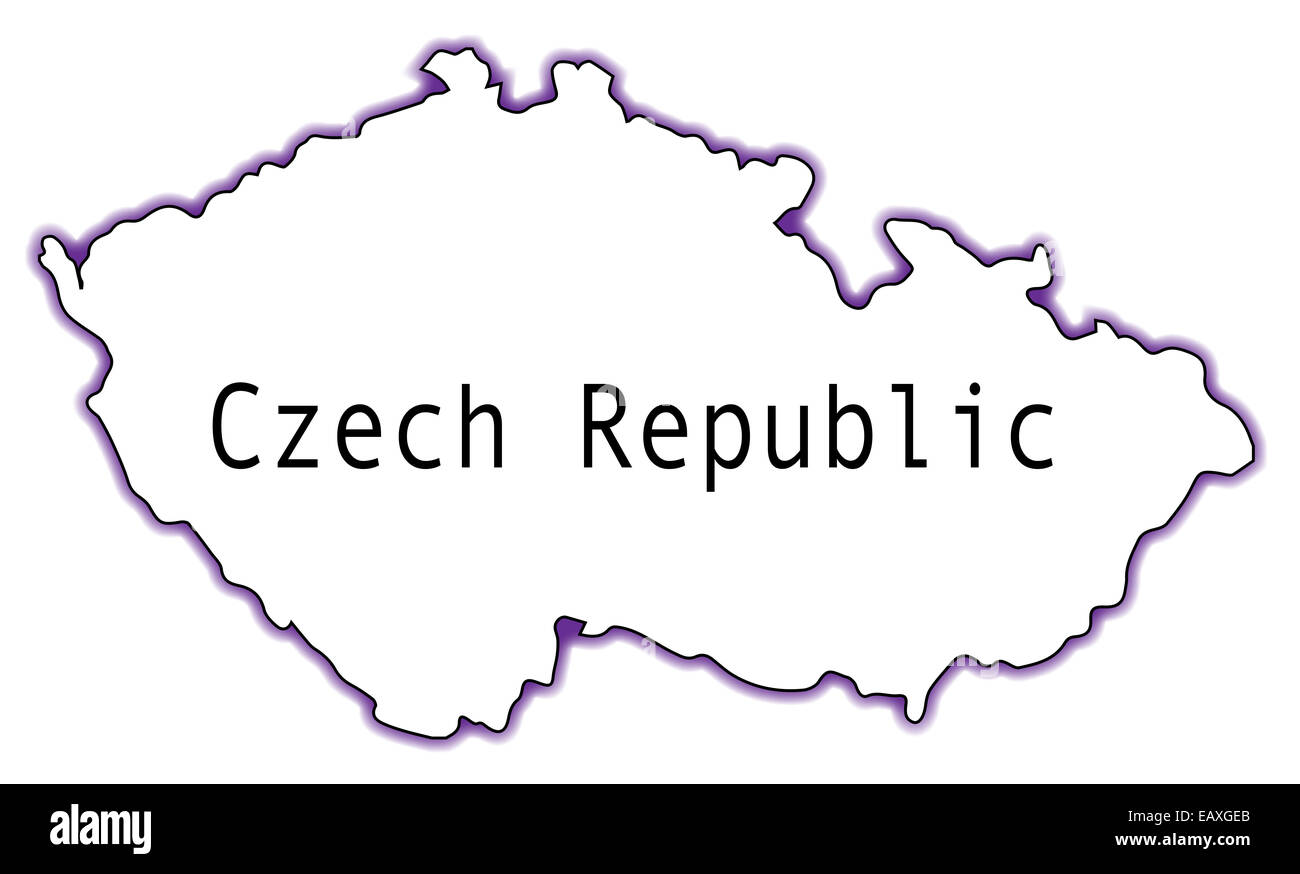 Outline map of the Czech Republic isolated over a white background ...