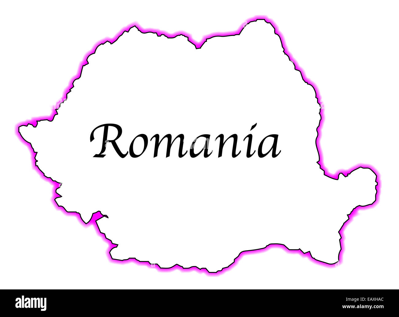 Outline map of Romania over a white background Stock Photo - Alamy