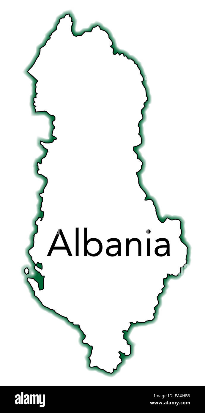 Outline map of Albania over a white background Stock Photo - Alamy