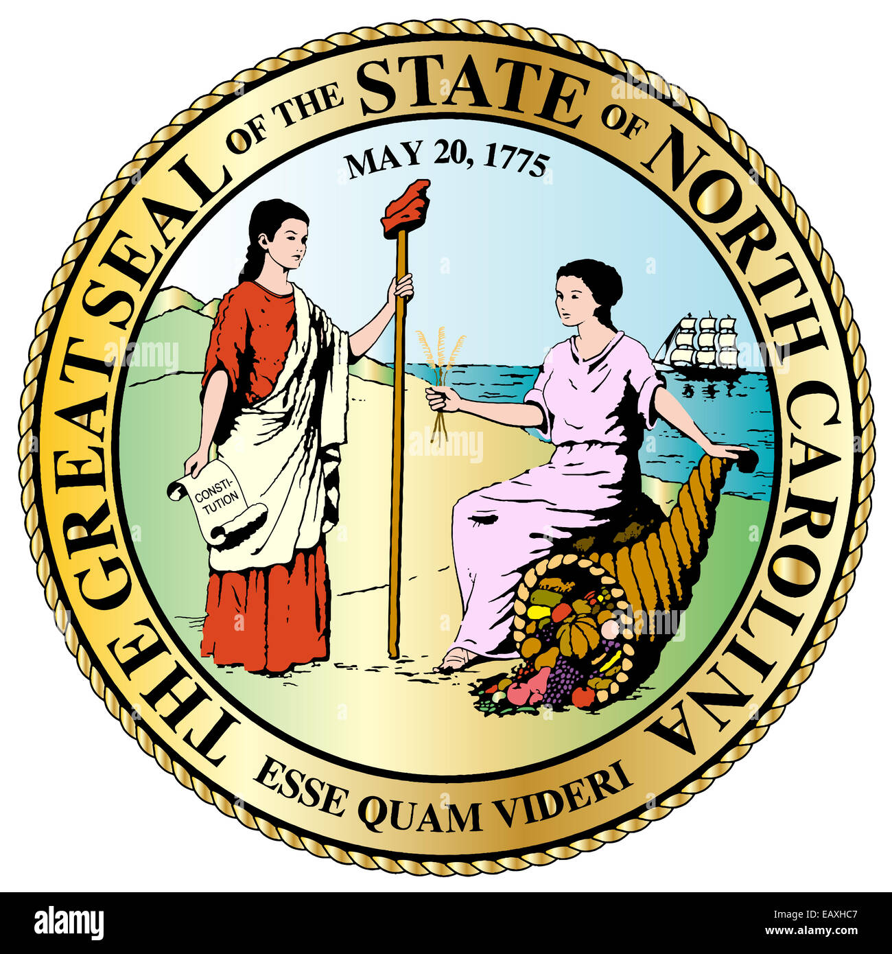 The North Carolina State Great Seal isolated on a white background ...