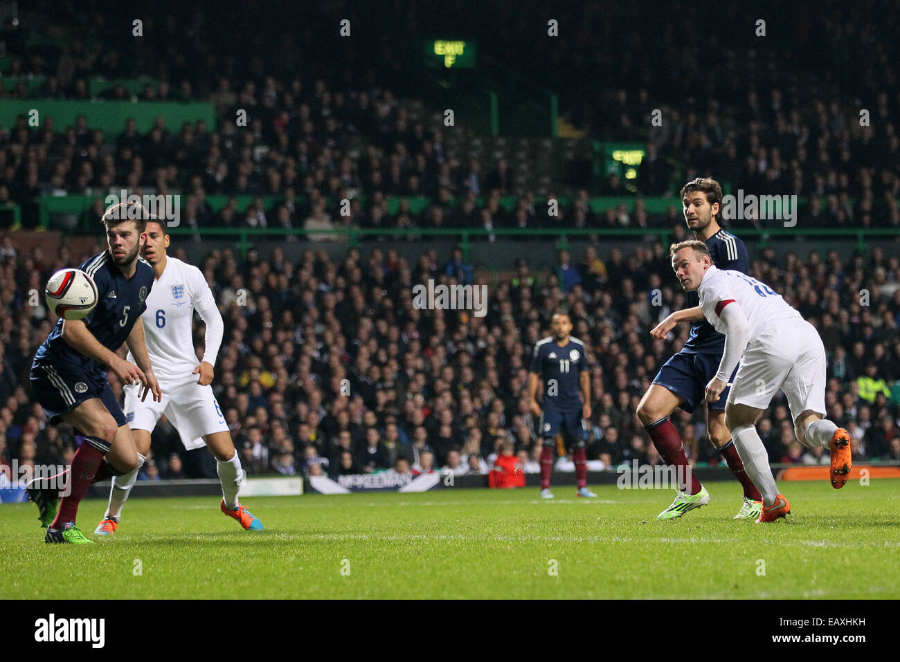 Glasgow, UK. 18th Nov, 2014. England's Wayne Rooney scoring his sides ...
