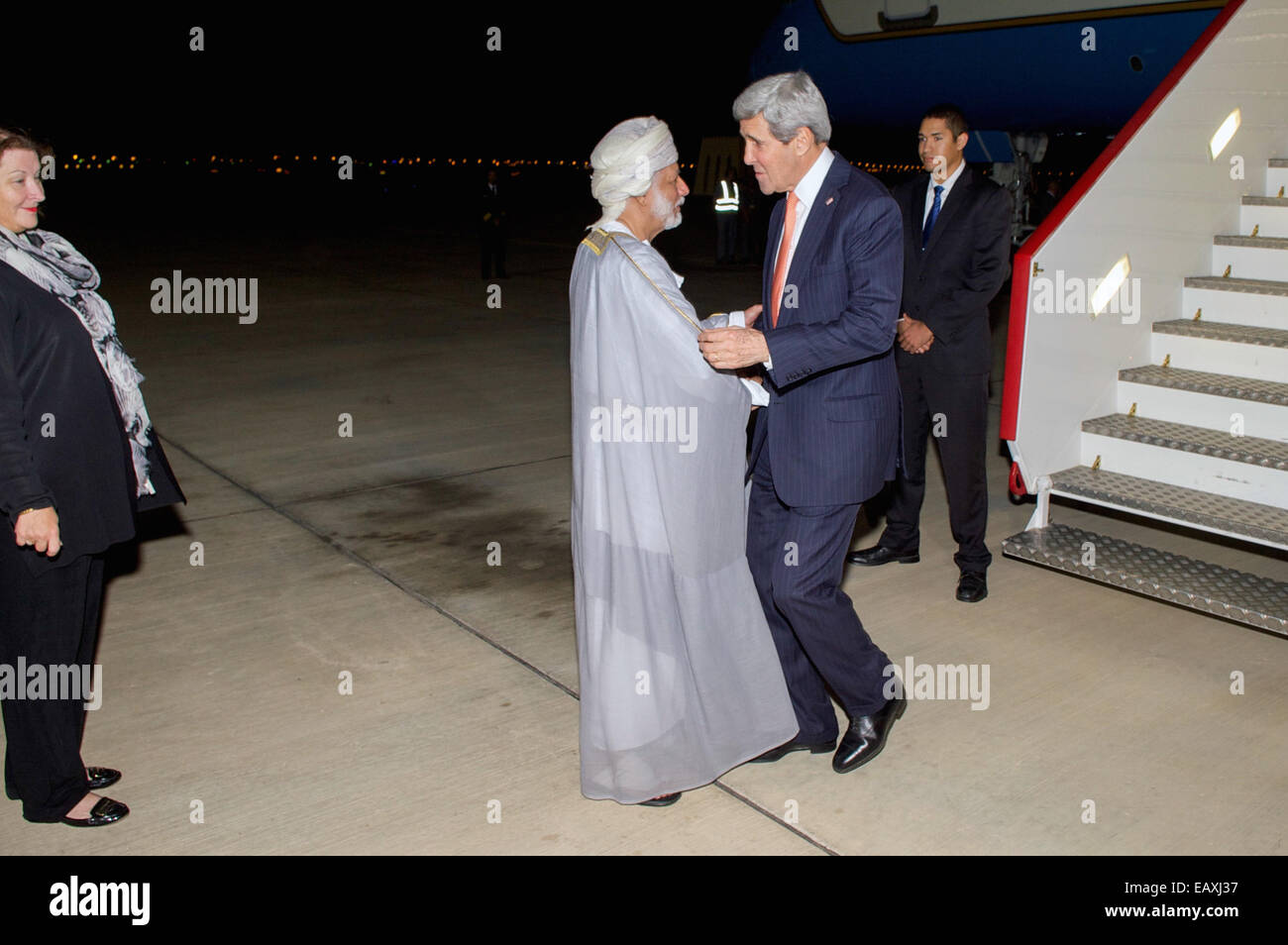 U.S. Ambassador to Oman Greta Holtz and Foreign Minister Yusuf bin ...
