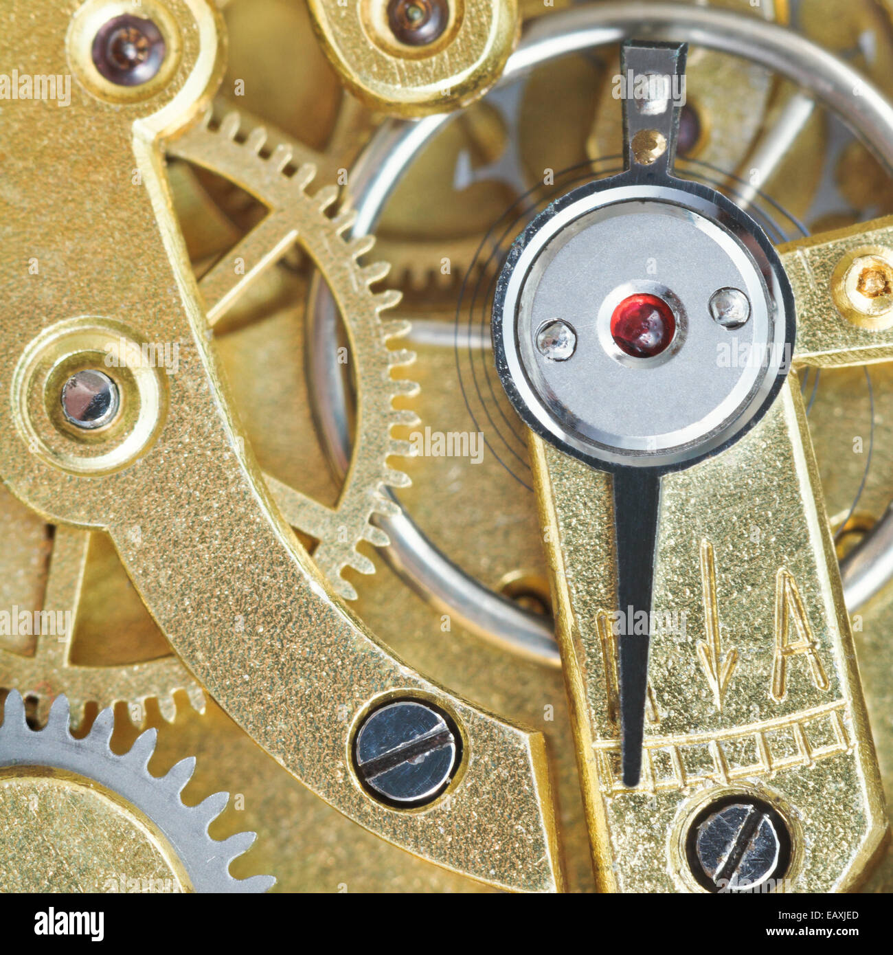brass mechanical clockwork of vintage clock close up Stock Photo - Alamy