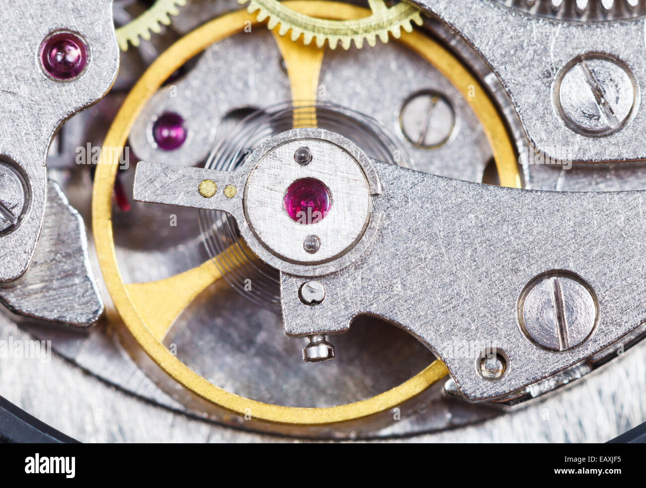 steel mechanical movement of retro watch close up Stock Photo - Alamy