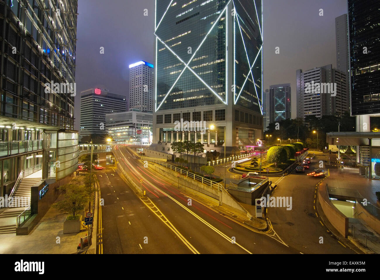 night view of skyscrapers in Hong Kong Stock Photo - Alamy