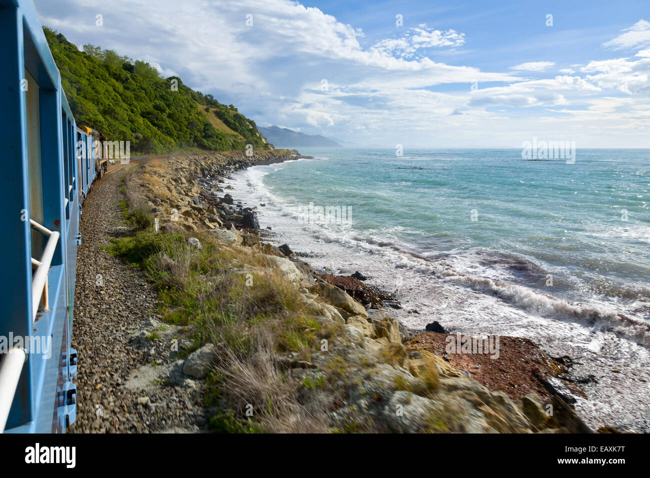 Scenic train ride in New Zealand Stock Photo - Alamy