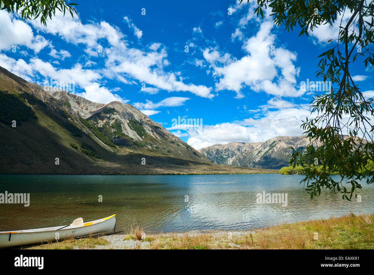 Canoe on a mountain lake hi-res stock photography and images - Alamy