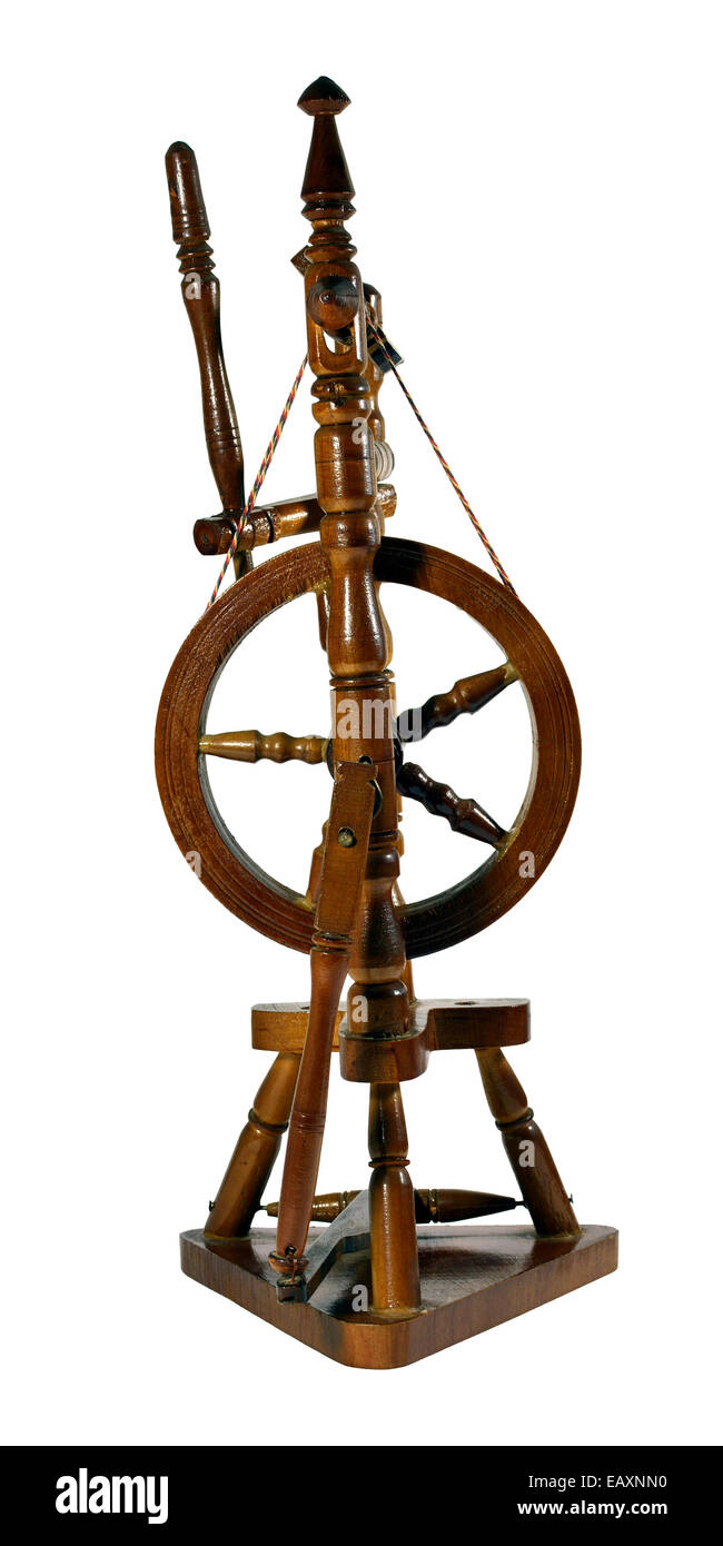 Spinning wheel, side shoot, isolated on white Stock Photo - Alamy
