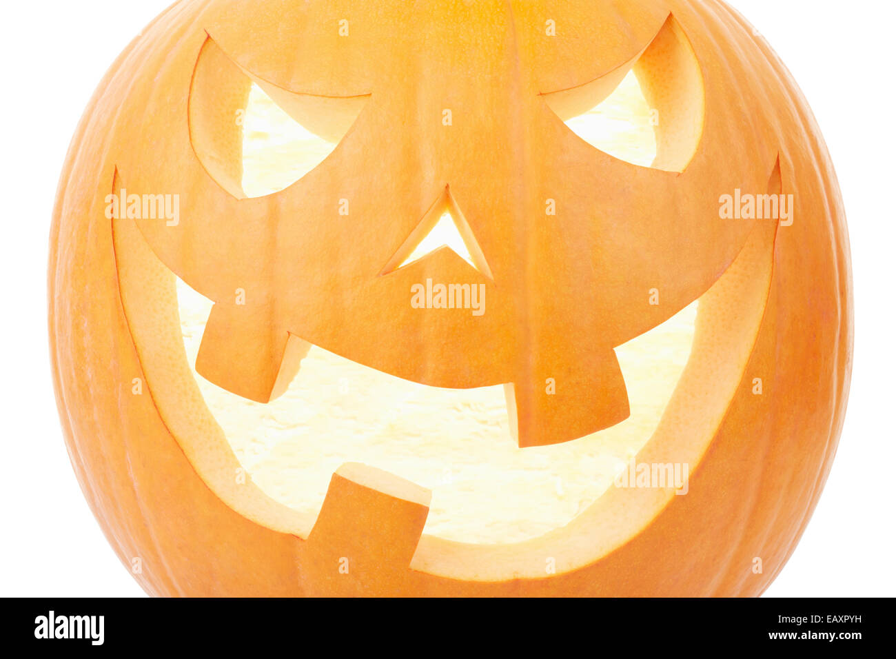 Halloween pumpkin, Jack O'Lantern close up on white Stock Photo - Alamy
