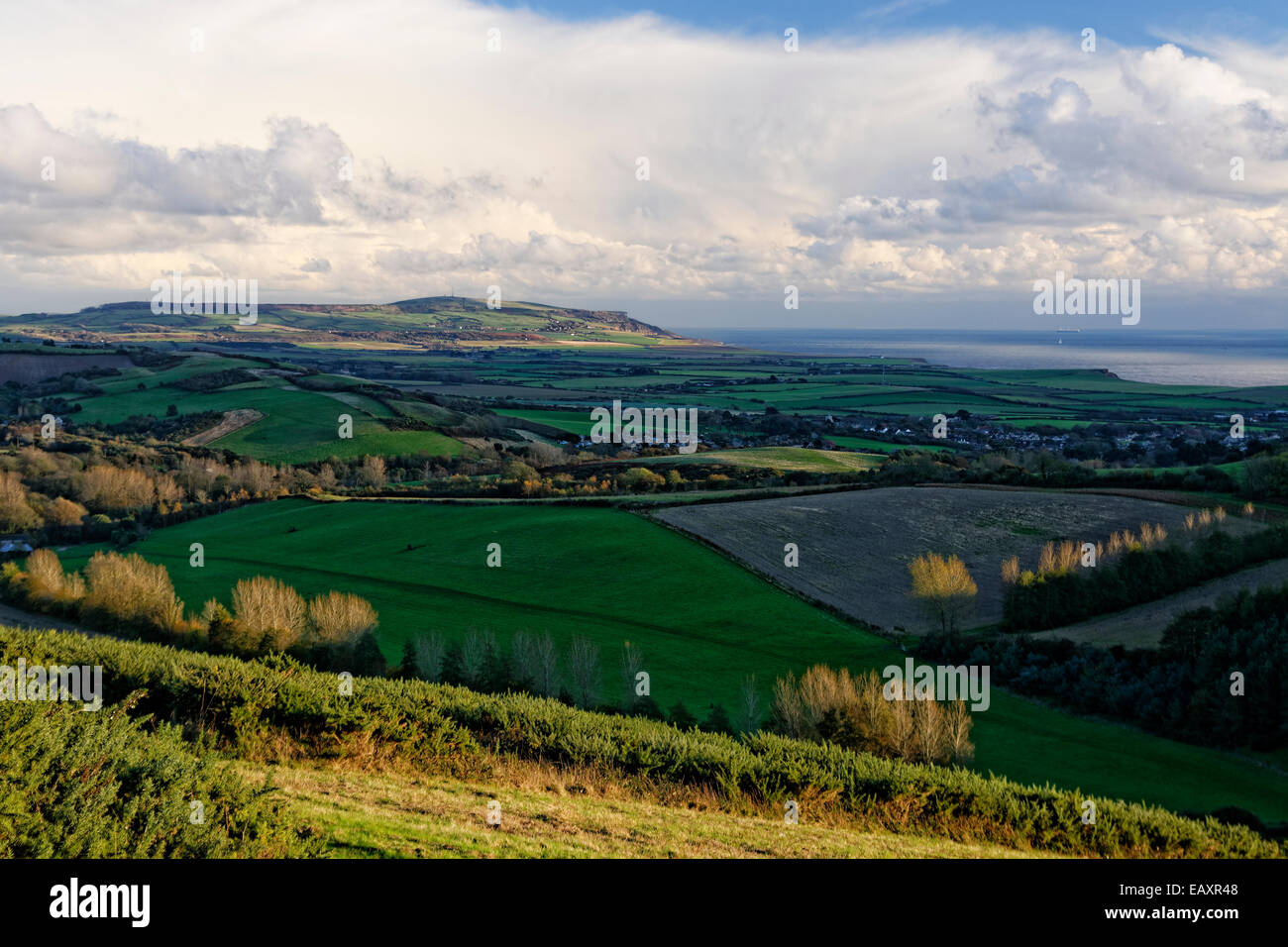 A view looking south east across the Isle of Wight from high on ...
