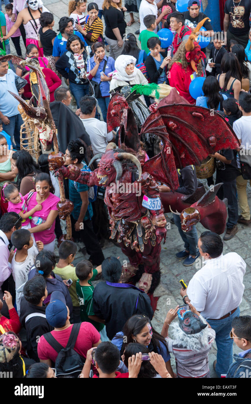 Man dressed in an American style devil costume during the Day of the ...