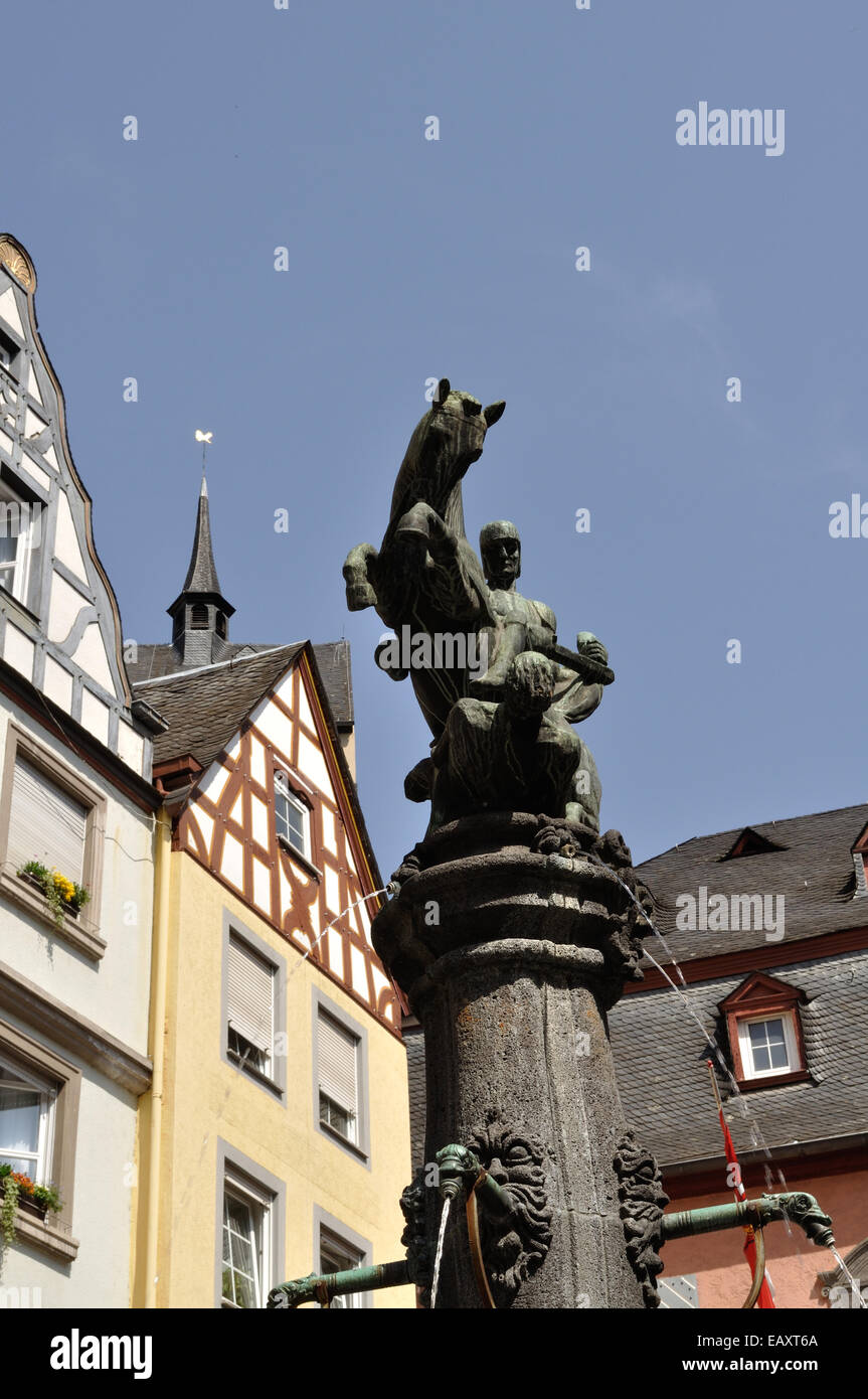 Holy Saint Martin statue in the Marketplace, Cochem, Germany Stock ...