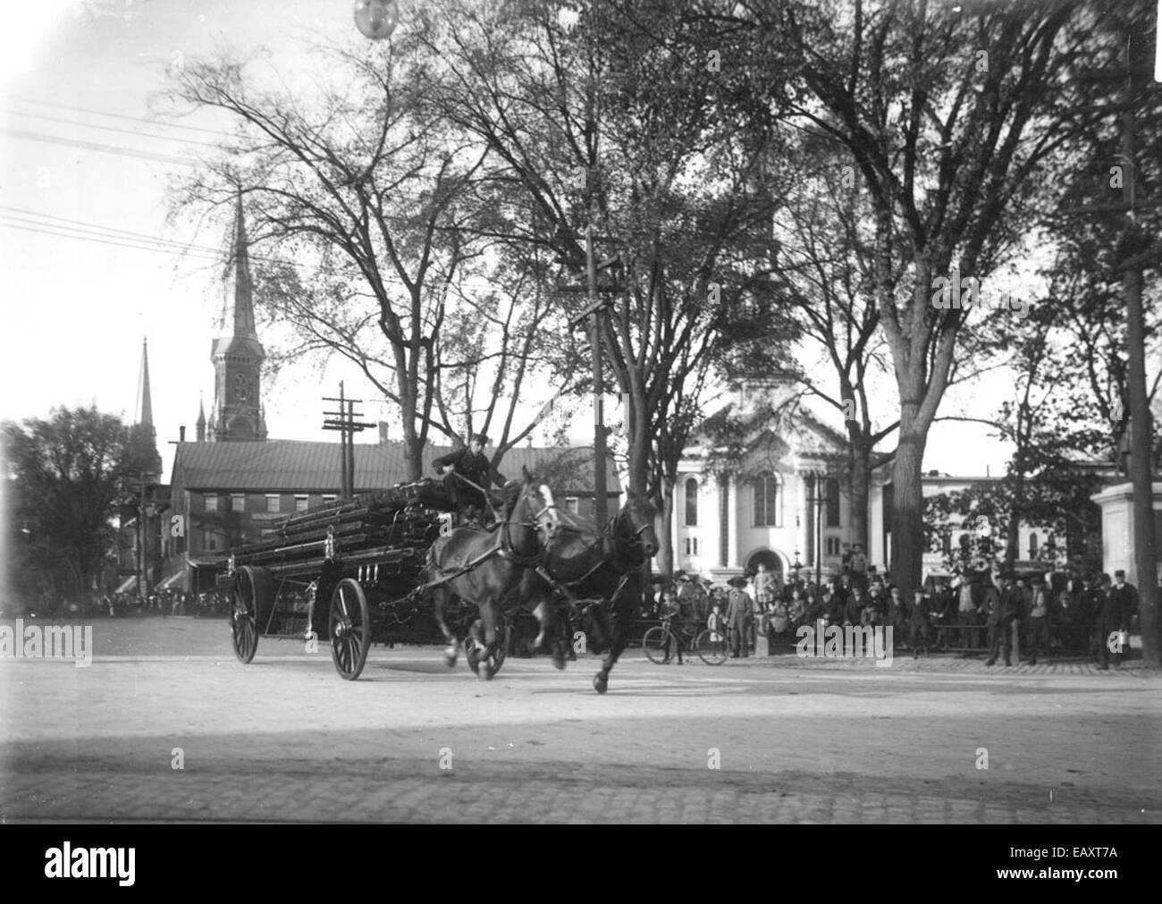 This photo captures a fire equipment demonstration in Central Square ...