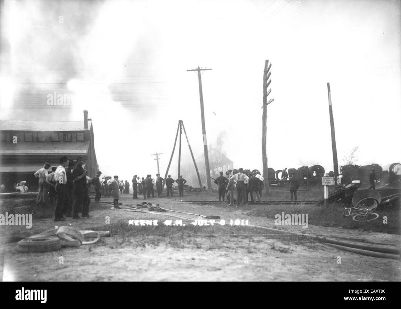 A fire at the Impervious Package Company sawmill in Keene, New ...