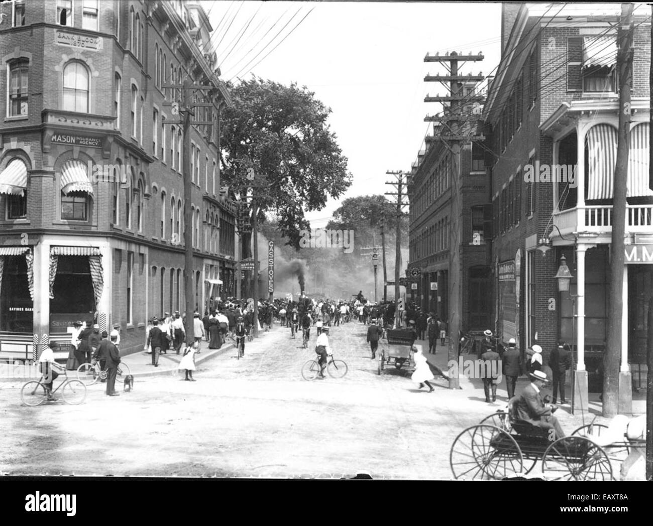 This historical image captures the devastating fire on Roxbury Street ...