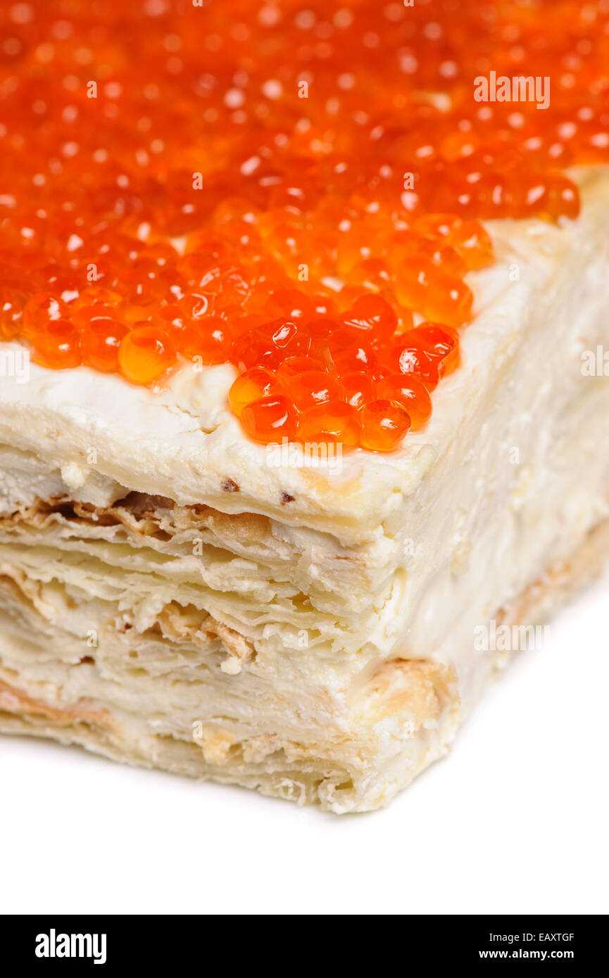 layered red caviar pie Stock Photo - Alamy