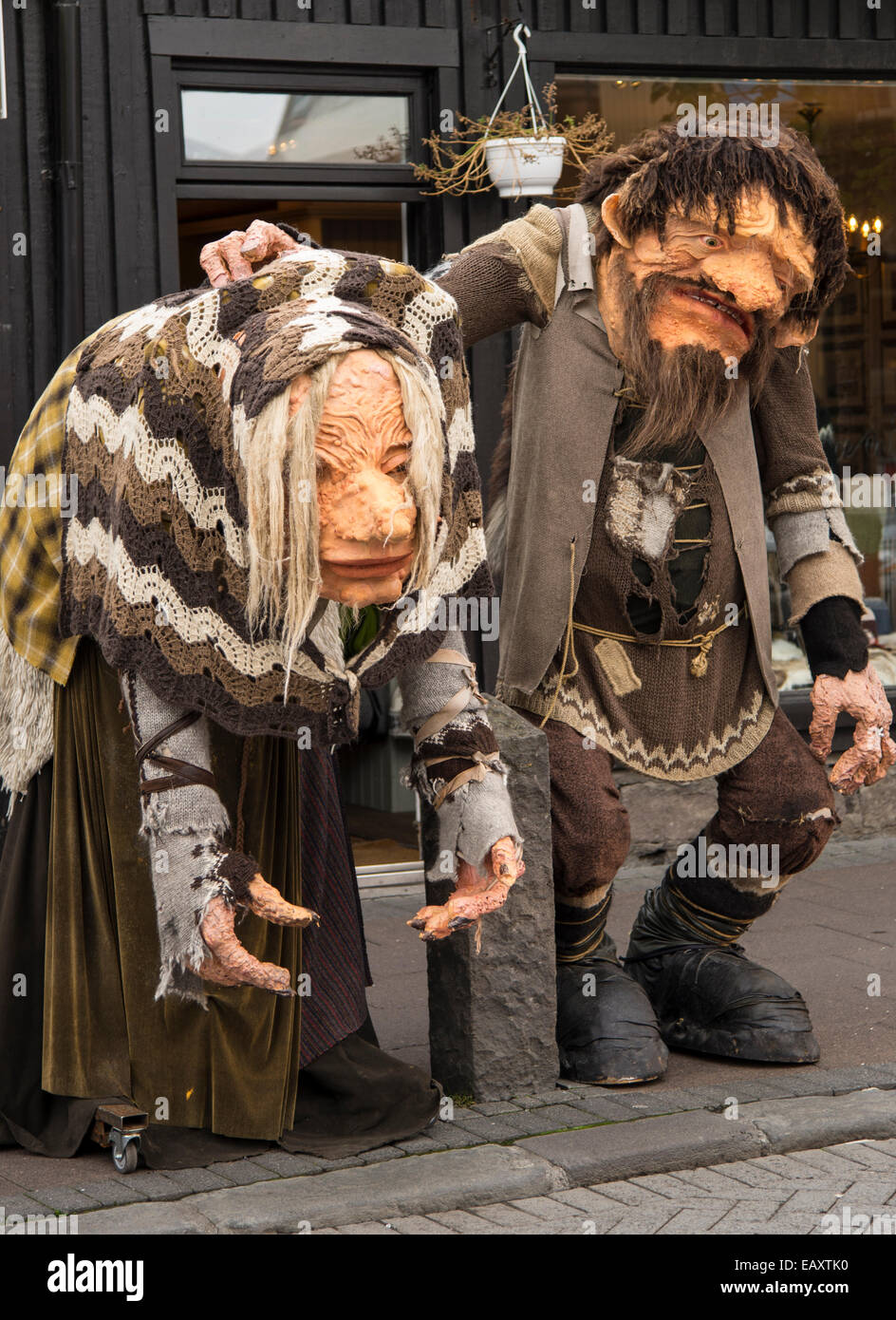 Giant Trolls on Laugavegur Street in downtown Reykjavik, Iceland Stock ...