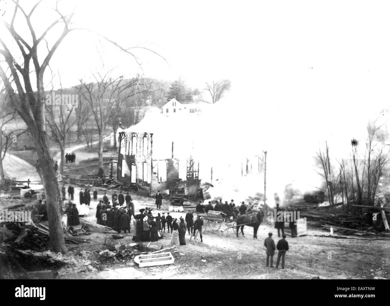 This image depicts the aftermath of a fire in Keene, New Hampshire ...