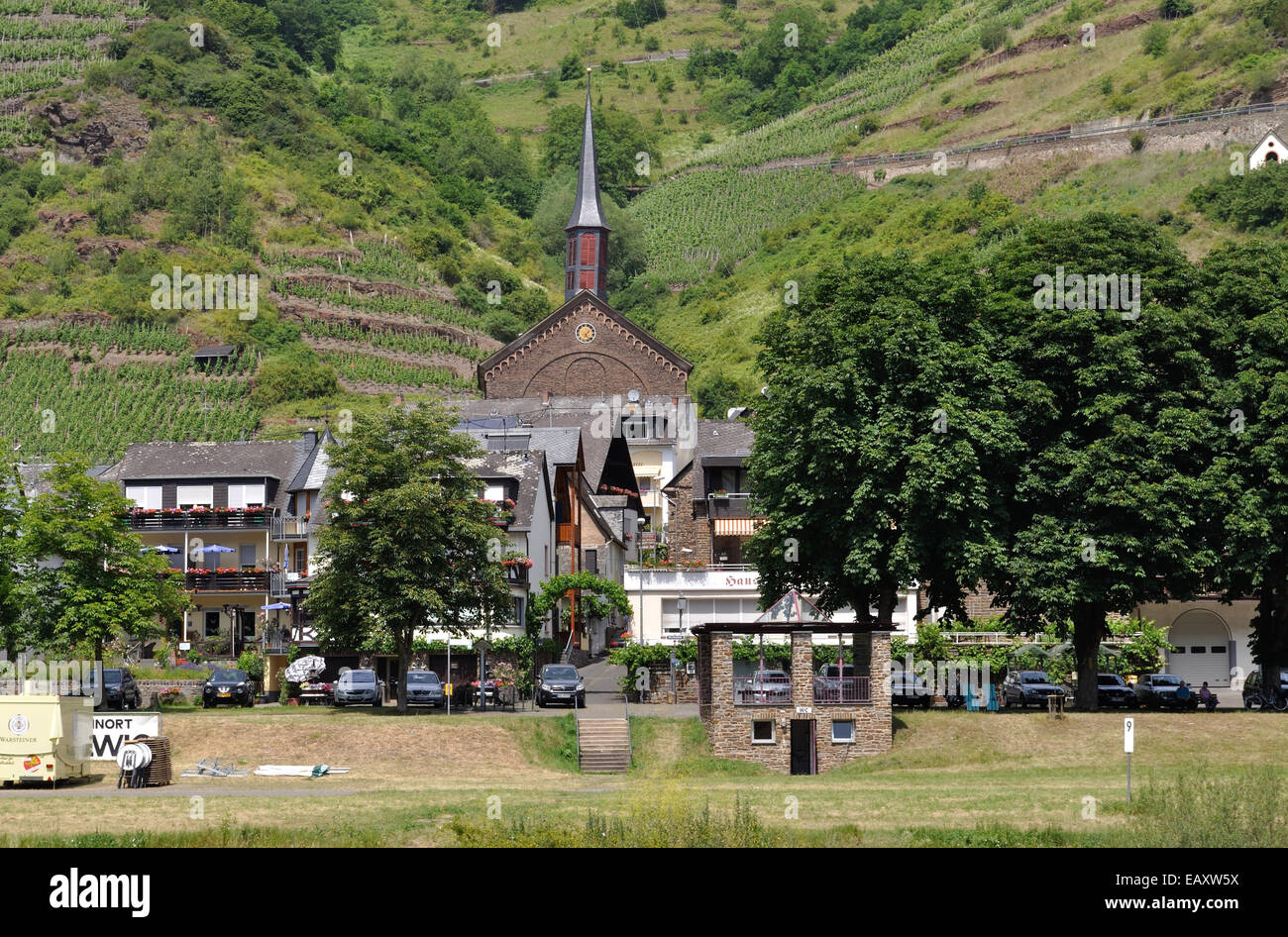 St Martin's Catholic church dominates the village of Valwig alongside ...