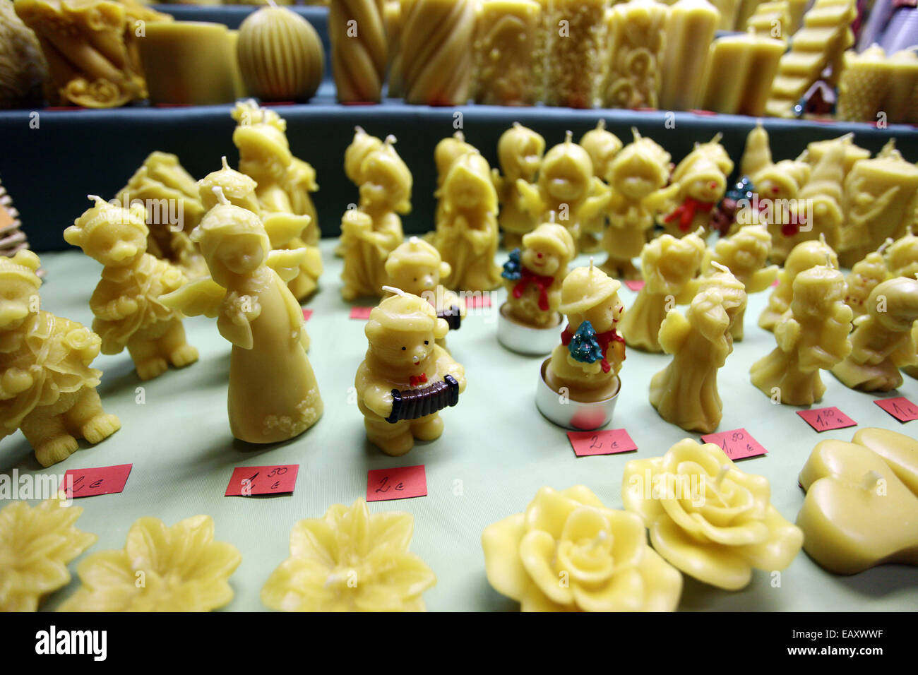 Bratislava, Slovakia. 21st Nov, 2014. Home-made candles are seen at a ...