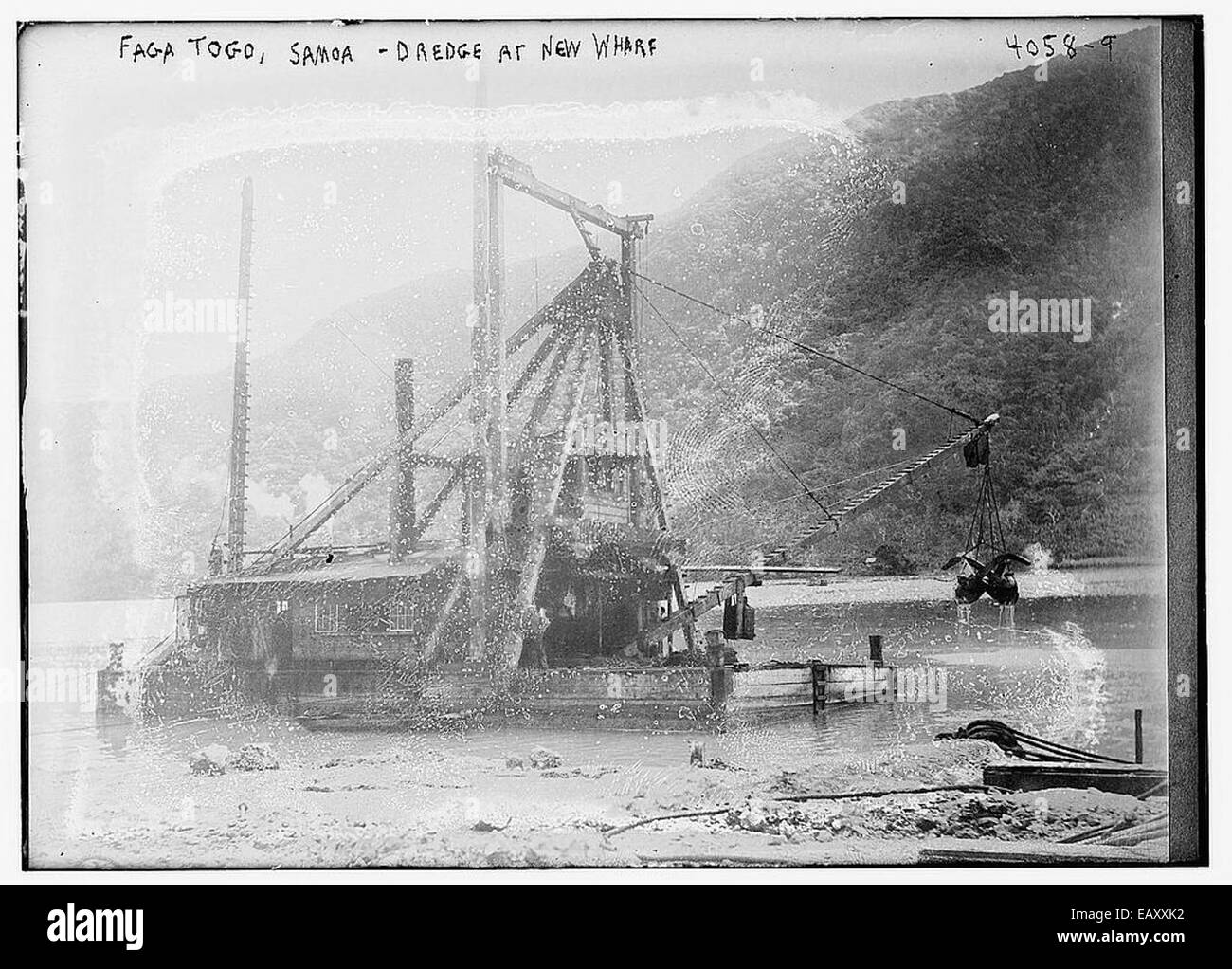 Dredging operations at the new wharf in Faga Togo, Samoa, are underway ...