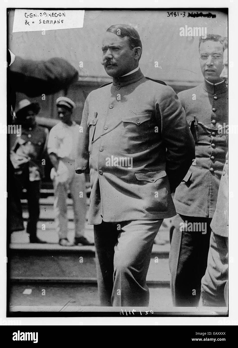 This historical image depicts Mexican Generals Obregon and Serrano, two ...