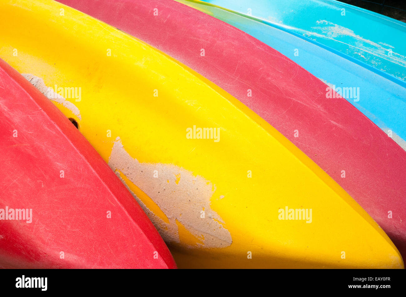 Hulls of upturned plastic boats at Caloundra, Sunshine Coast ...