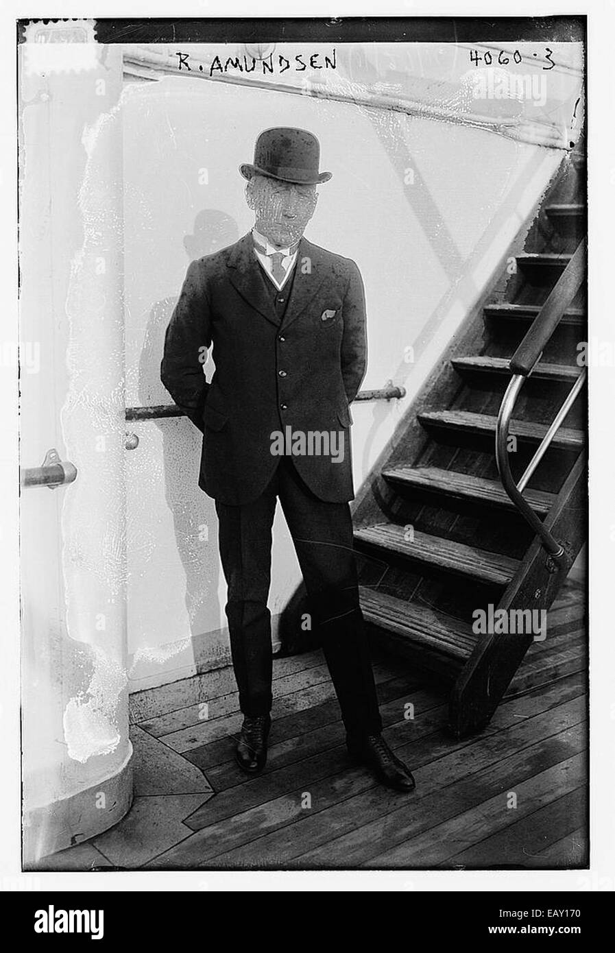 This photograph captures Roald Amundsen, the Norwegian explorer known ...