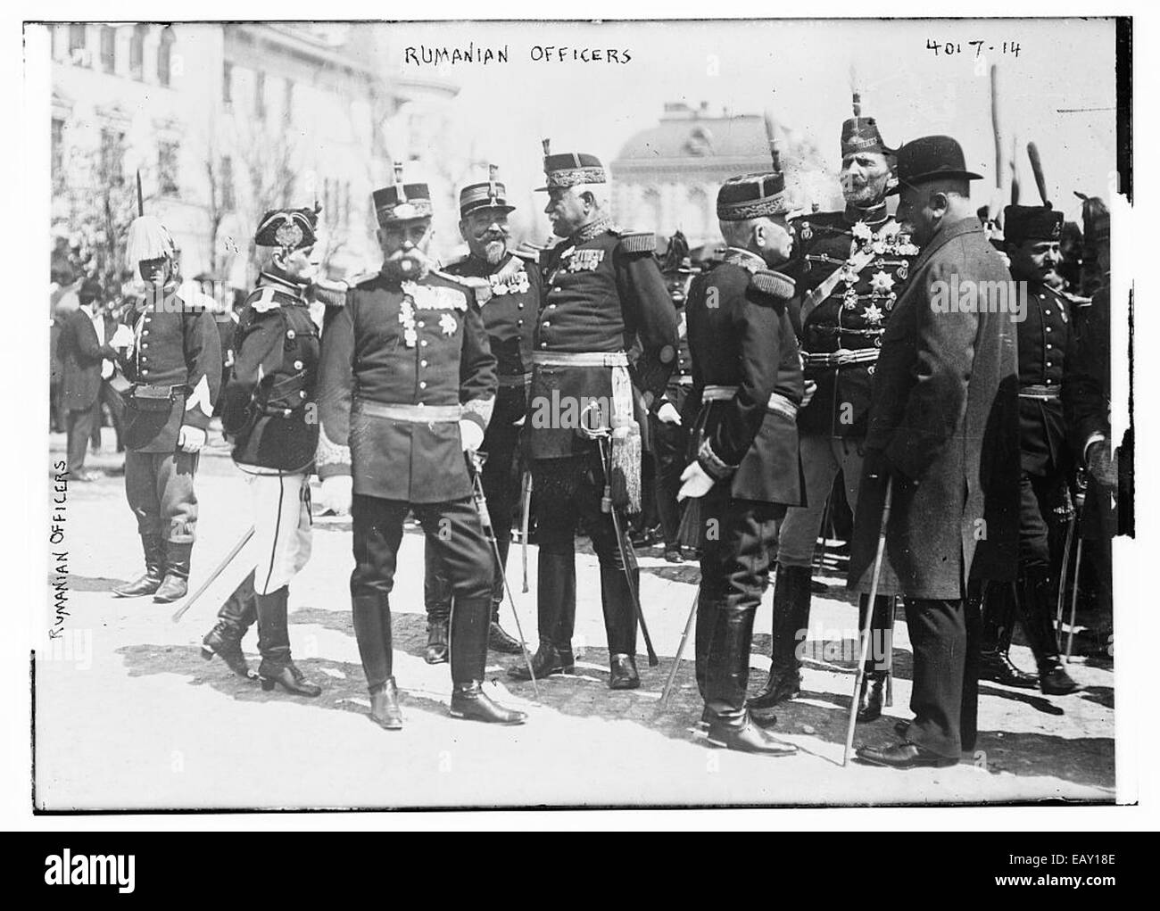 A historical image featuring Romanian officers, likely from a military ...