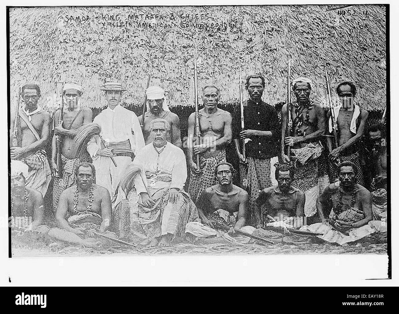 This historical photograph captures King Mata'afa and his chiefs in ...