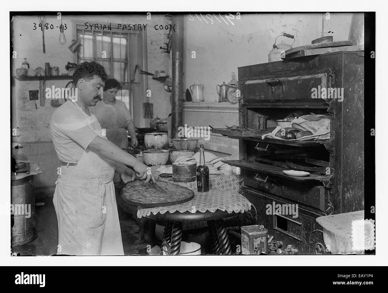 A traditional illustration of a Syrian pastry cook, showcasing the ...