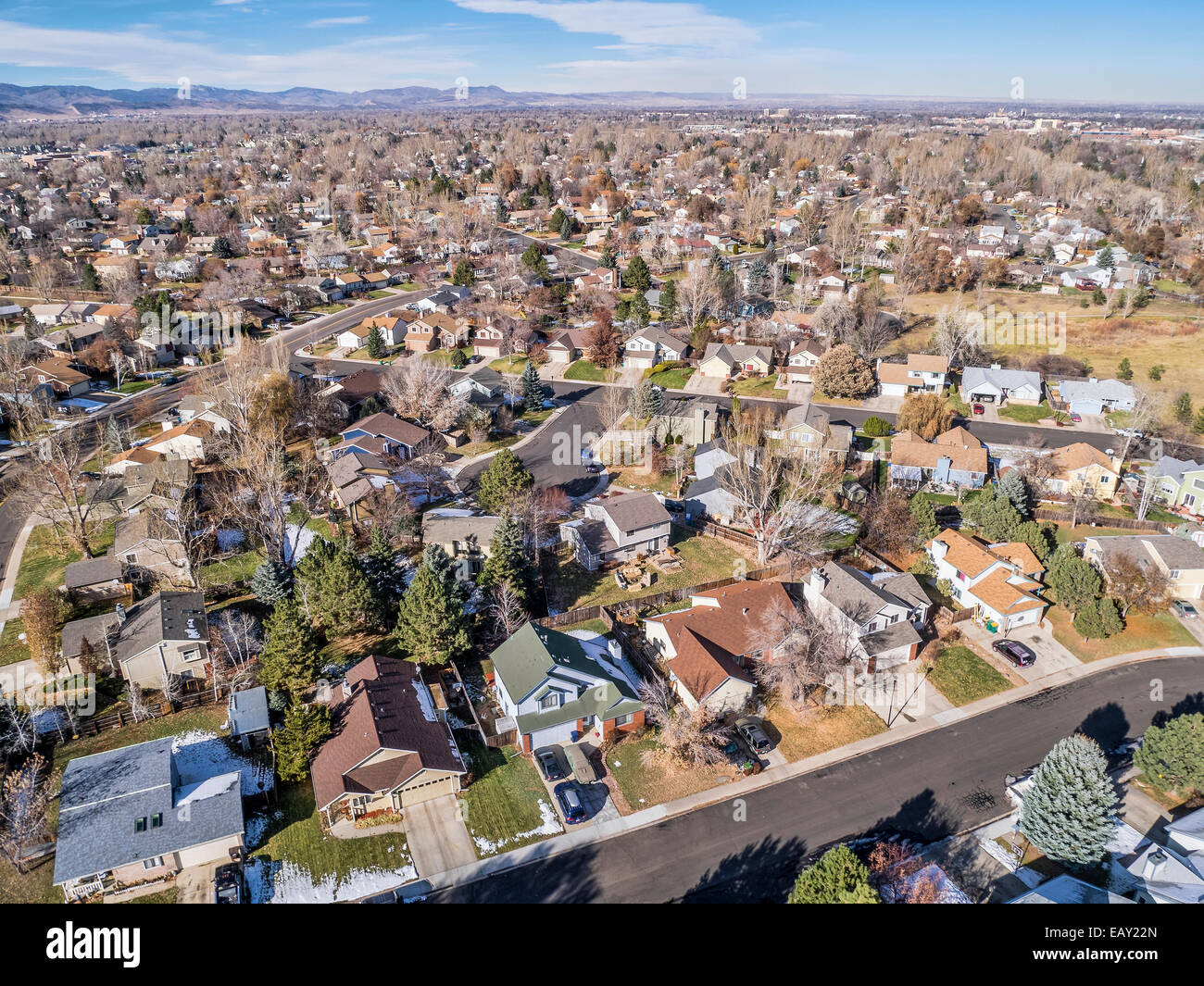 cityscape of a typical residential area along Colorado Front Range ...
