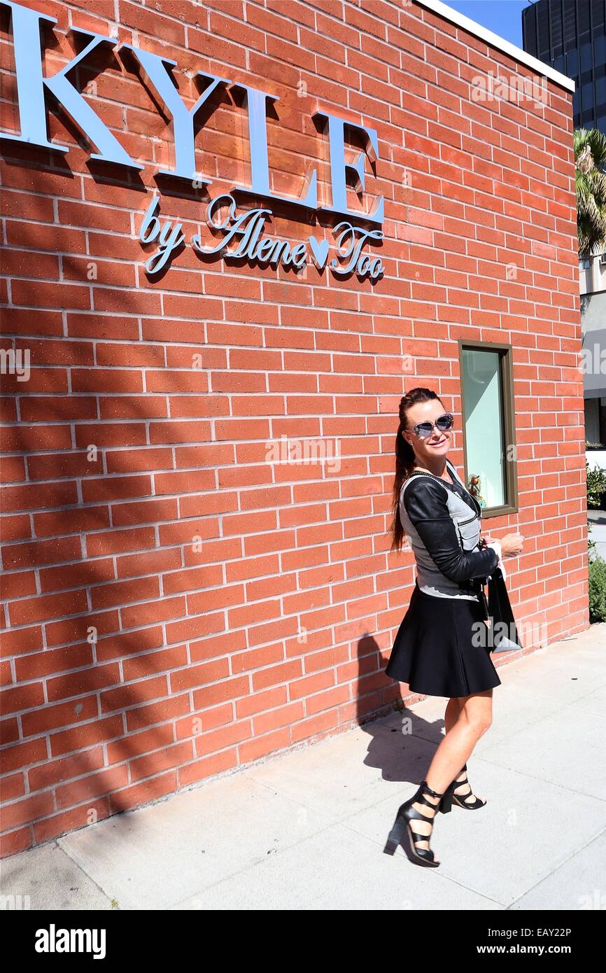 Kyle Richards in fashion outfit in beverly Hills after shopping at her ...
