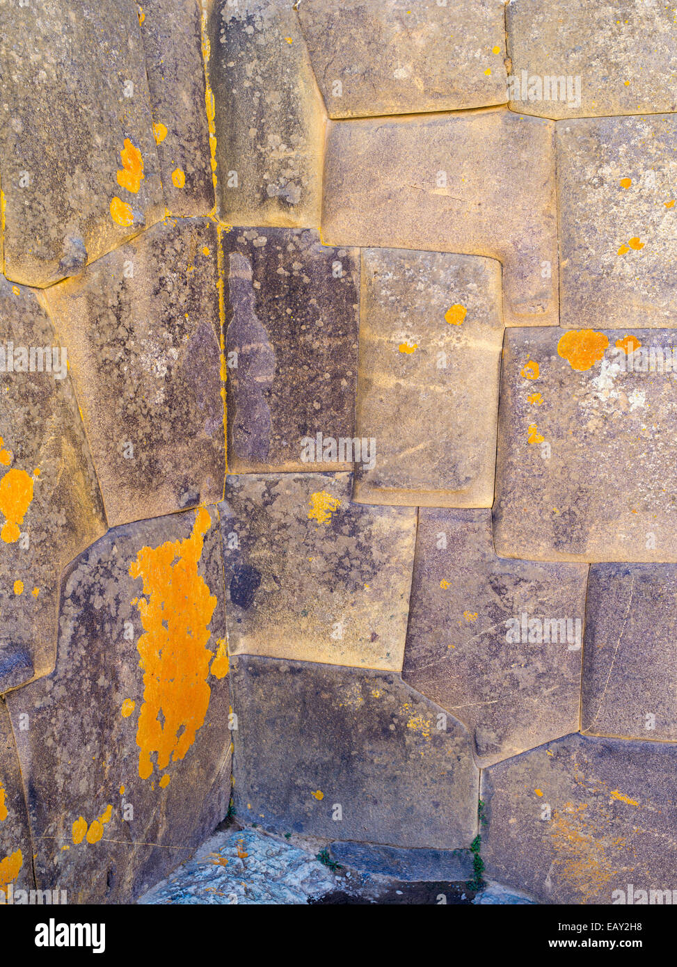 Detail of an old Incan wall at Ollantaytambo, Peru; note the very fine ...