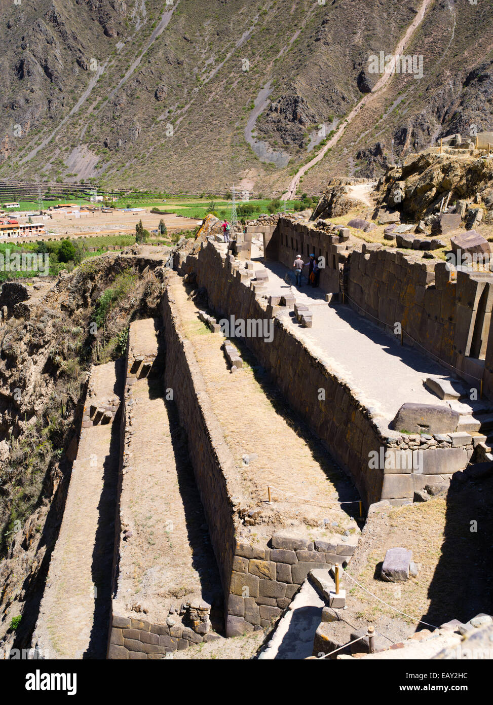 Incan walls and terraces at Ollantaytambo, Peru; note the very fine ...