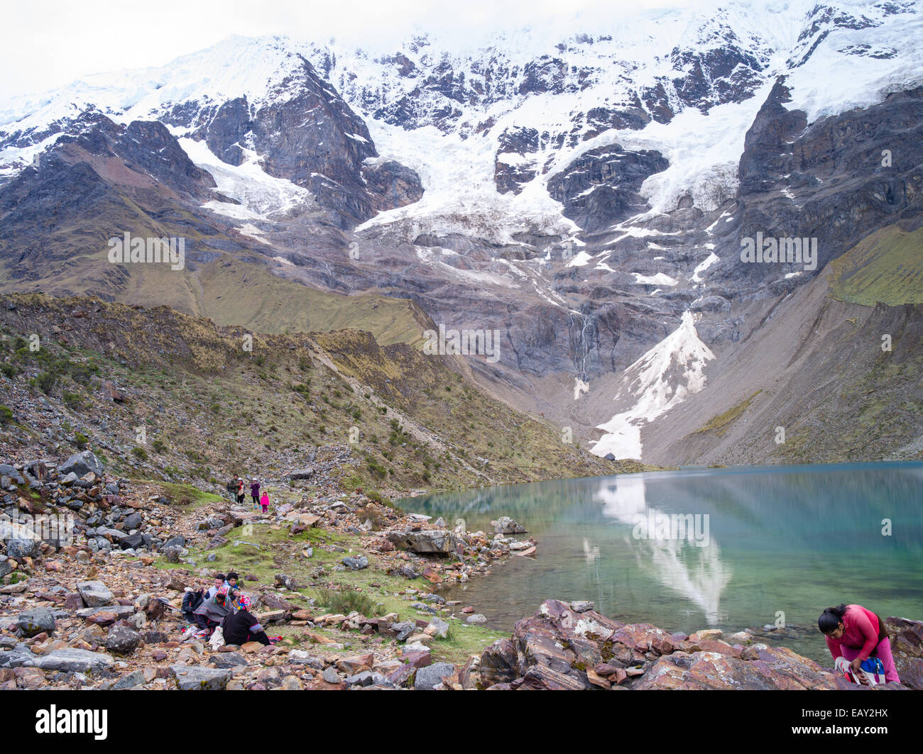 Lago Humantay, the Humantay Glacier and Montaña Humantay, near ...